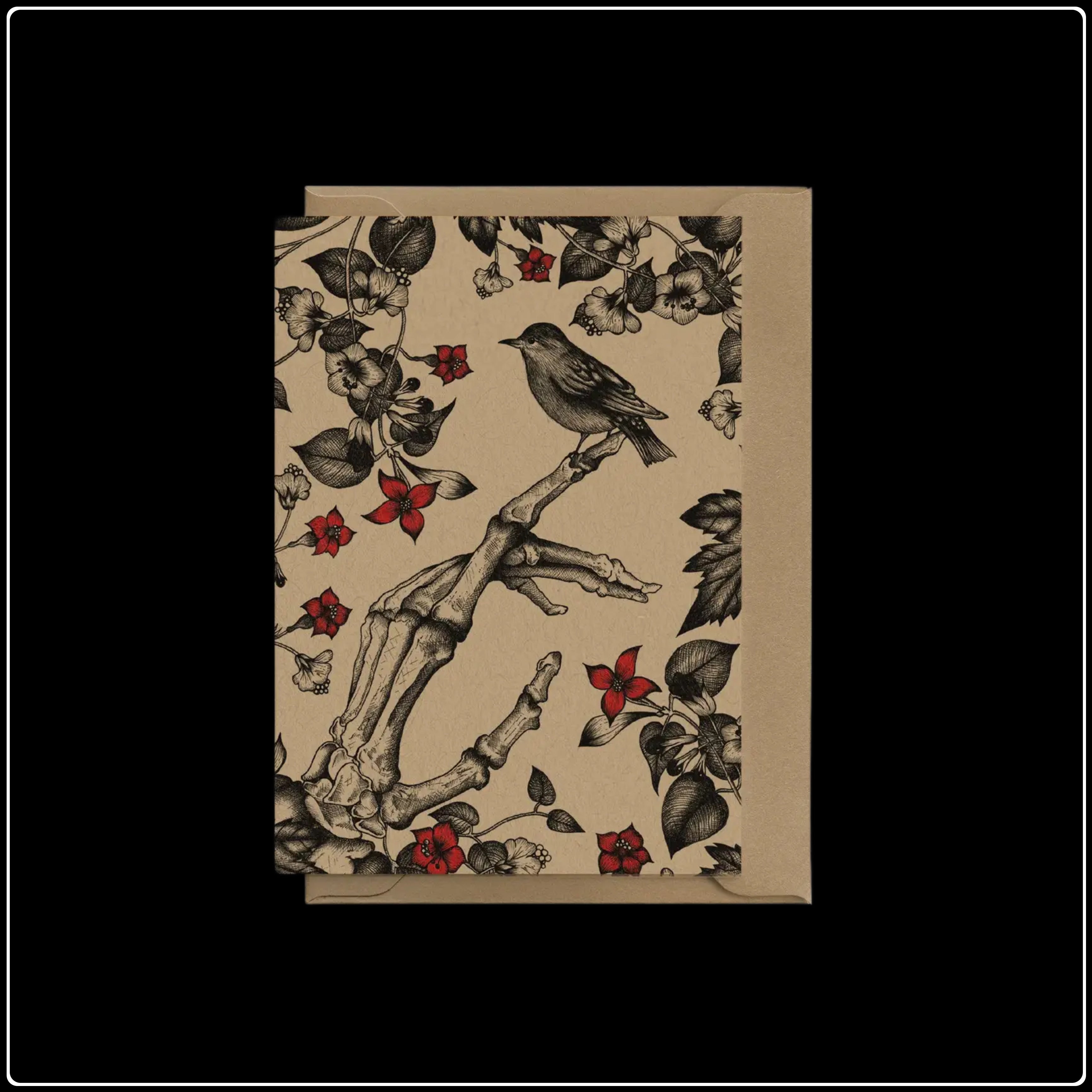Skeleton & Sparrow Greeting Card – Into The Black