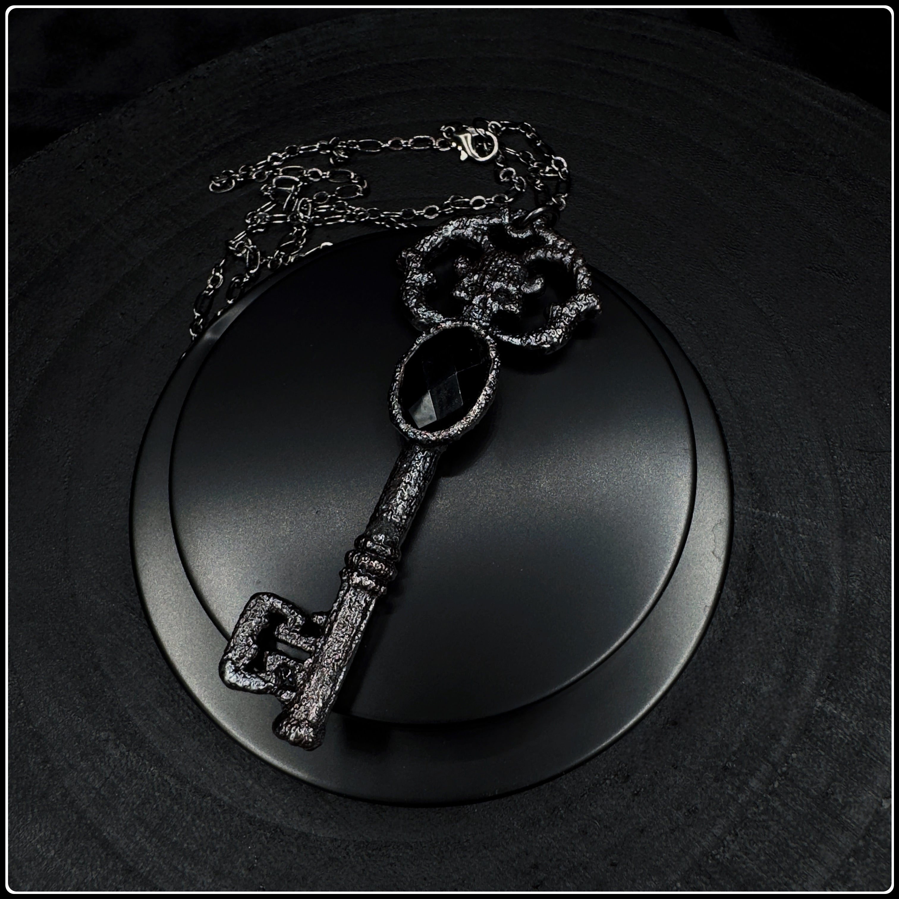 Skeleton Key with Faceted Obsidian – Into The Black