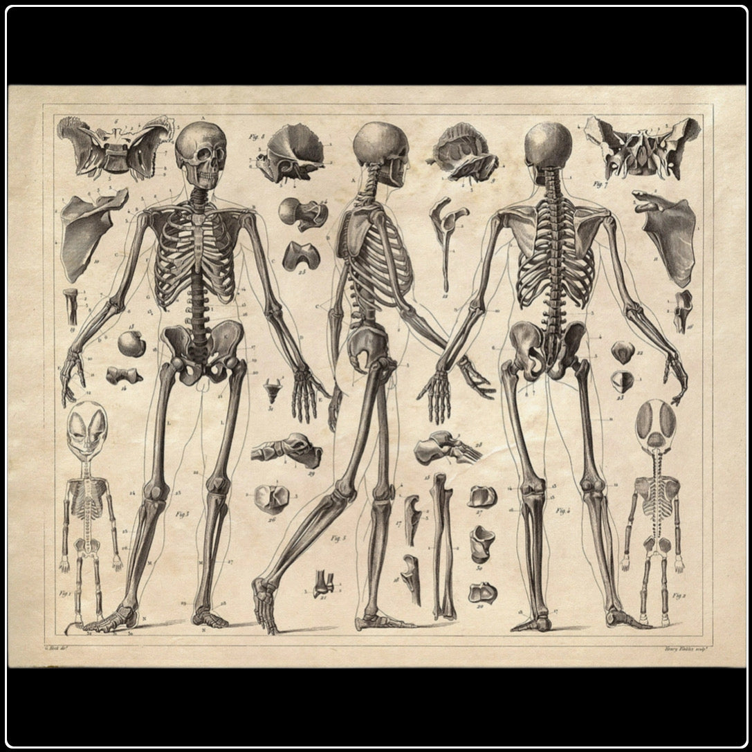 Vintage Anatomy Skeleton Diagram – Into The Black