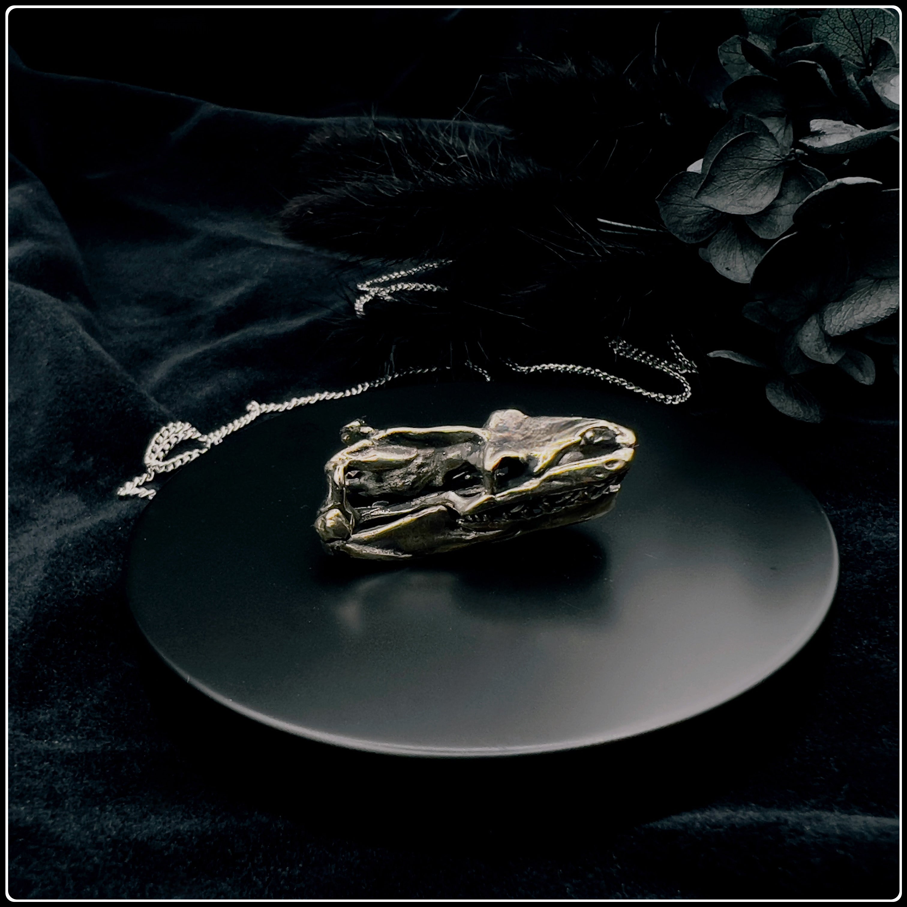 Python Skull Pendant - White Bronze - Into The Black